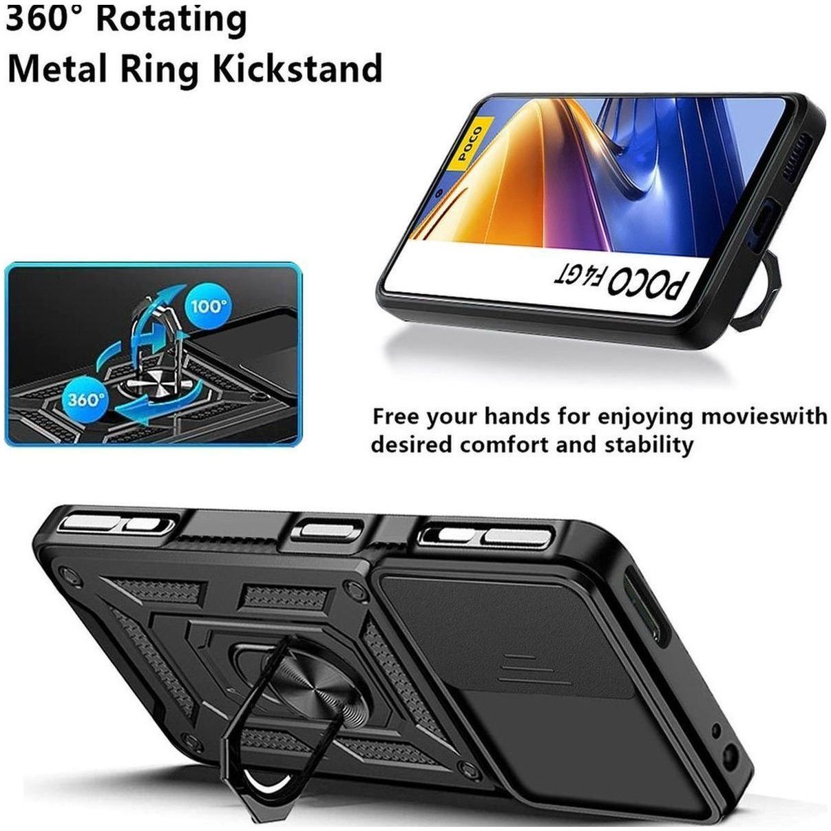Mobigear Armor Ring Cam Slide Poco F4 Gt Hülle Hardcase Backcover